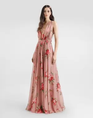 Dolce & Gabbana Rose Bouquet-print Chiffon Dress - Multicolor
