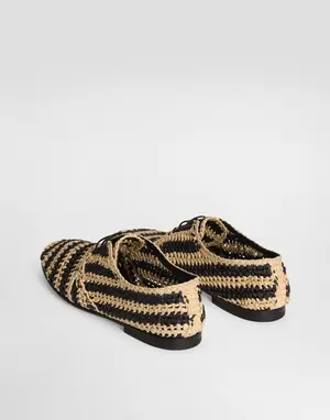 Dolce & Gabbana Woven Raffia Derby Shoes Lace-ups