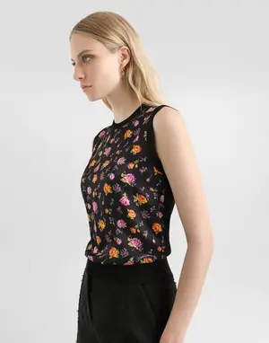 Dolce & Gabbana Small Rose Bouquets-print Silk Tank Top