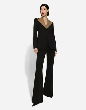 Dolce & Gabbana Single-breasted Wool Turlington Jacket With Sequined Lapels Blazers Wool