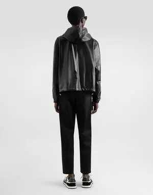 Dolce & Gabbana Leather And Fabric Jacket With Reversible Hood Coats And Jackets
