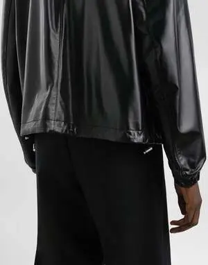 Dolce & Gabbana Leather And Fabric Jacket With Reversible Hood Coats And Jackets