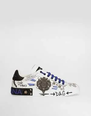 Dolce & Gabbana Calfskin Portofino Sneakers With Patch Sneakers - Multicolor