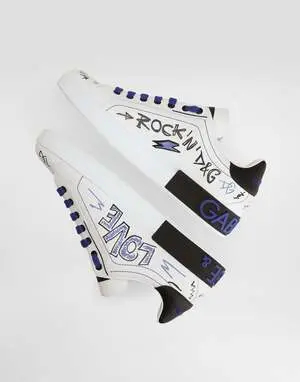 Dolce & Gabbana Calfskin Portofino Sneakers With Embellishment