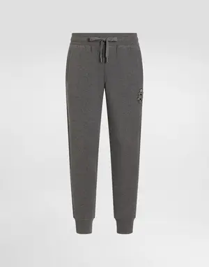 Dolce & Gabbana Jersey Trousers With Heraldic Patch Pants And Shorts Gray - Grey