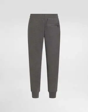 Dolce & Gabbana Jersey Trousers With Heraldic Patch Pants And Shorts Gray