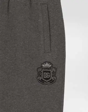 Dolce & Gabbana Jersey Trousers With Heraldic Patch Pants And Shorts Gray