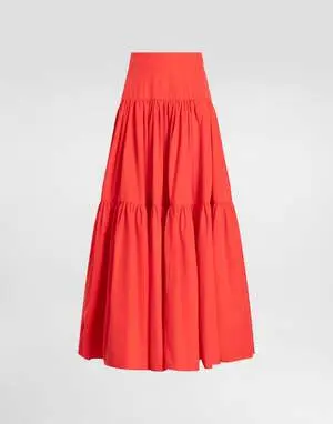 Dolce & Gabbana Long Cotton Poplin Skirt� Skirts - Orange