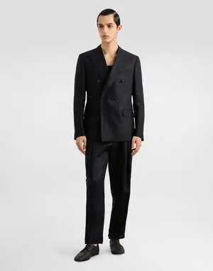 Dolce & Gabbana Double-breasted Linen Jacket - Black