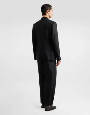Dolce & Gabbana Double-breasted Linen Jacket - Black