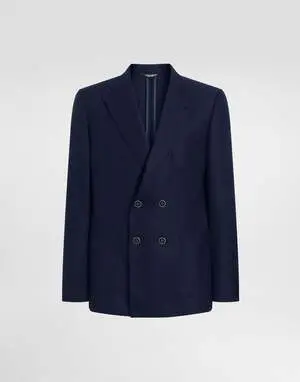 Dolce & Gabbana Double-breasted Linen Jacket Suits And Blazers - Blue