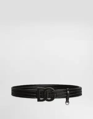 Dolce & Gabbana Woven Calfskin Belt Belts - Black