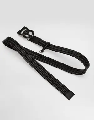Dolce & Gabbana Woven Calfskin Belt With Dg Buckle