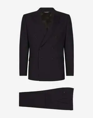 Dolce & Gabbana Double-breasted Stretch Wool Martini-fit Suit Suits And Blazers - Blue