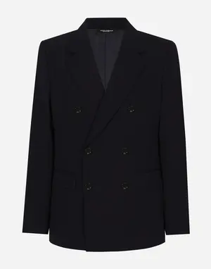 Dolce & Gabbana Wool Twill Double-breasted Jacket Suits And Blazers - Blue