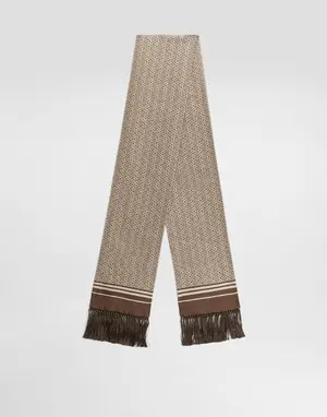 Dolce & Gabbana Silk Twill Scarf With Micro-design And Logo Scarves And Silks - Multicolor