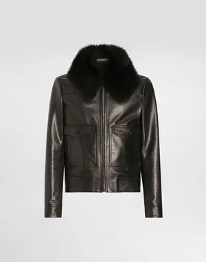 Dolce & Gabbana Leather Jacket With Removable Fur Collar