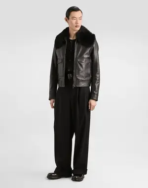 Dolce & Gabbana Leather Jacket With Removable Fur Collar