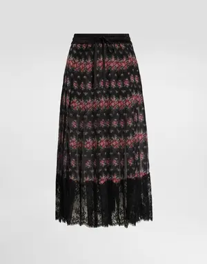 Dolce & Gabbana Small Flower Bouquets-print Pleated Chiffon Skirt Skirts - Multicolor