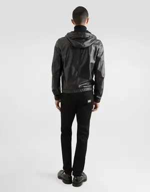 Dolce & Gabbana Leather Hooded Jacket With Logo Tag