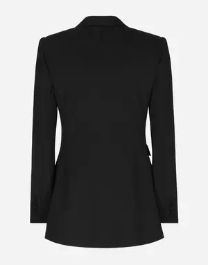 Dolce & Gabbana Double-breasted Woolen Jacket With Flower Appliqué Blazers Wool