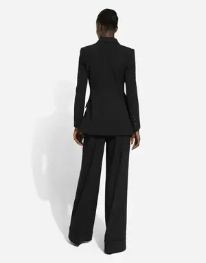 Dolce & Gabbana Double-breasted Woolen Jacket With Flower Appliqué Blazers Wool