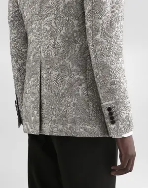 Dolce & Gabbana Single-breasted Floral Lamé Jacket Suits And Blazers