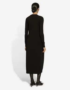 Dolce & Gabbana Long Stretch Viscose Knit Cardigan With Dg Logo