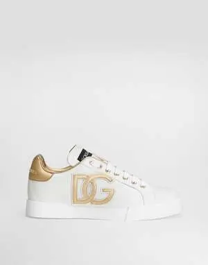 Dolce & Gabbana Calfskin Portofino Sneakers With Dg Logo Sneakers Leather - Multicolor