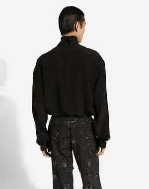 Dolce & Gabbana Loose Silk Turtleneck With Shirt Cuffs Shirts - Black