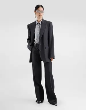 Dolce & Gabbana Flared Woolen Pants Pants And Shorts Gray