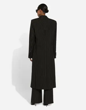 Dolce & Gabbana Pinstripe Double-breasted Coat In Woolen Fabric