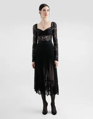 Dolce & Gabbana Floral Lace Top With Sweetheart Neckline
