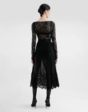 Dolce & Gabbana Floral Lace Top With Sweetheart Neckline