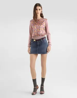Dolce & Gabbana Small Floral-print Silk Satin Pullover Sweaters And Cardigans