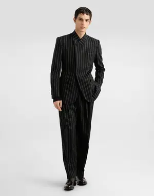 Dolce & Gabbana Striped Wool Blend Trousers