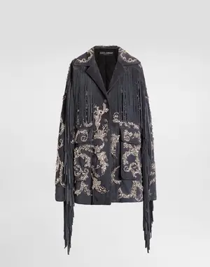 Dolce & Gabbana Embroidered Split Leather Jacket Coats And Jackets Multi-colored - Multicolor