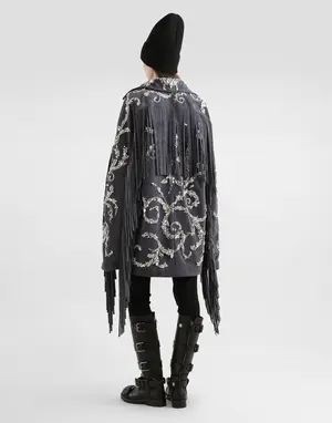 Dolce & Gabbana Embroidered Split Leather Jacket Coats And Jackets Multi-colored