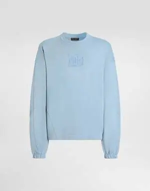 Dolce & Gabbana Treated Cotton Sweatshirt Sweatshirts Light Blue - Azure