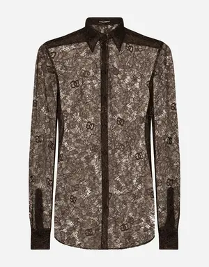 Dolce & Gabbana Chantilly Lace Martini-fit Shirt Shirts Lace - Brown