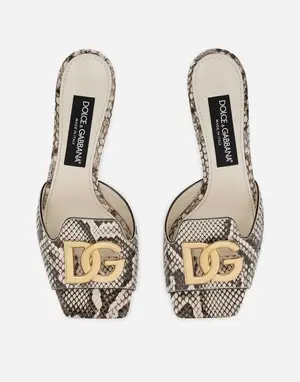 Dolce & Gabbana Python Skin Mules Slides And Mules Gray