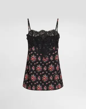 Dolce & Gabbana Small Flower Bouquets-print Charmeuse Top - Multicolor