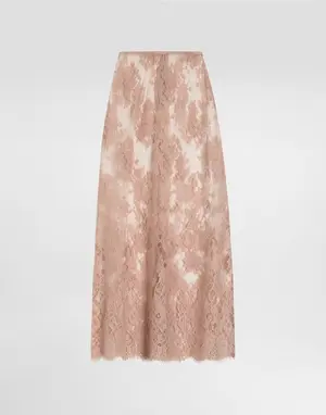 Dolce & Gabbana Chantilly Lace Midi Skirt Skirts - Pink