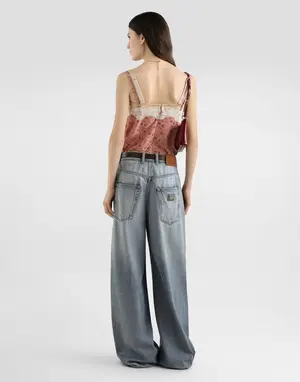 Dolce & Gabbana Rose-print Silk Top With Lace Trim