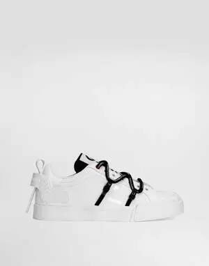 Dolce & Gabbana Portofino Sneakers In Calfskin And Patent Leather Sneakers Black Leather - Multicolor