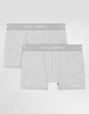 Dolce & Gabbana Boxer Two-pack With Branded Elastic Nightwear & Underwear Gray - Grey