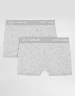 Dolce & Gabbana Boxer Two-pack With Branded Elastic Nightwear & Underwear Gray