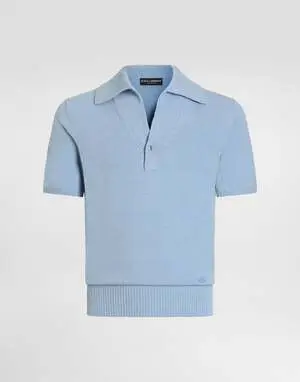 Dolce & Gabbana Smooth Knit Polo Shirt Sweaters And Cardigans - Azure