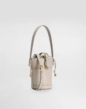 Dolce & Gabbana Capri Bucket Bag In Calfskin And Canvas - Beige