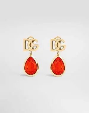 Dolce & Gabbana Dg Logo Drop Earrings - Orange